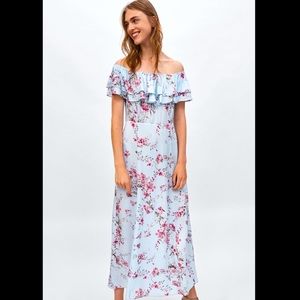 Zara | Dresses | Zara Ruffle Floral Maxi Dress | Poshmark